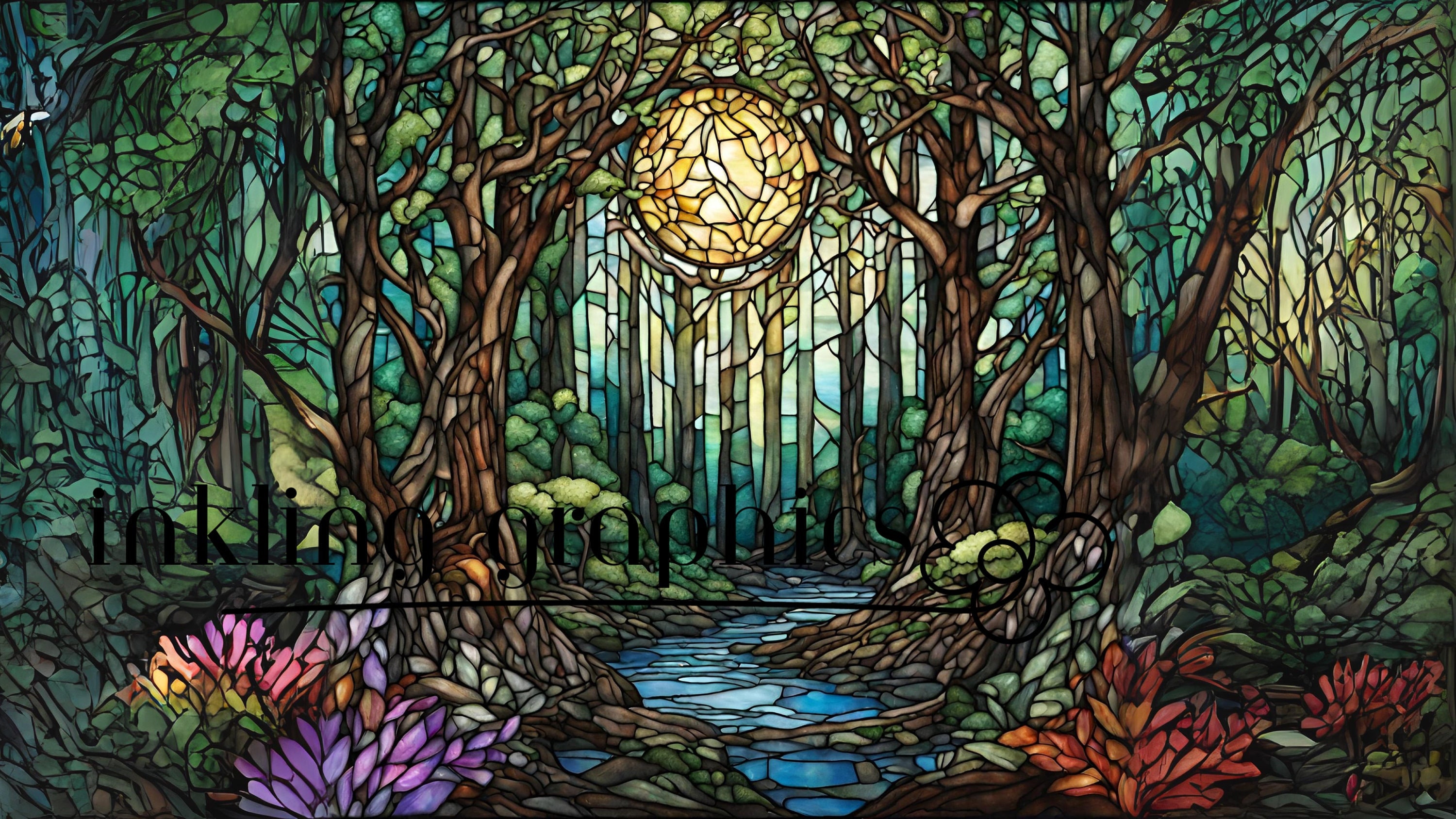 Computer Wallpaper-stained Glass Set of 4 - Etsy