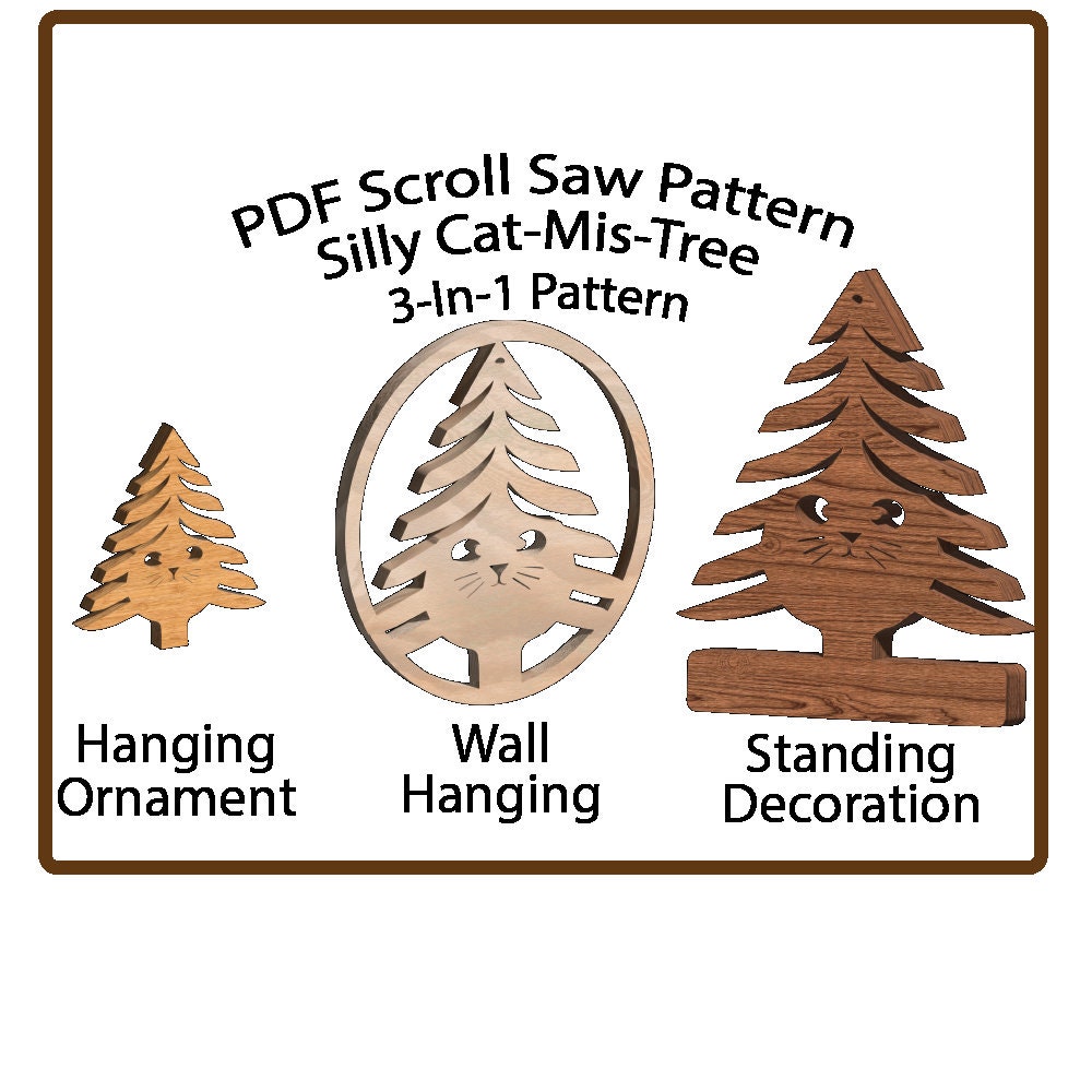 Cat Christmas Tree Scroll Saw Pattern - Etsy
