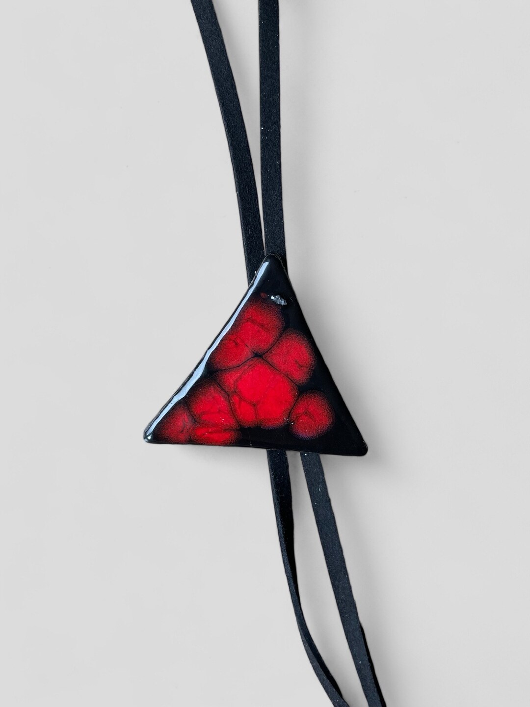 Black and Red Speckled Triangle Modern Handmade Ceramic Bolo Tie ...