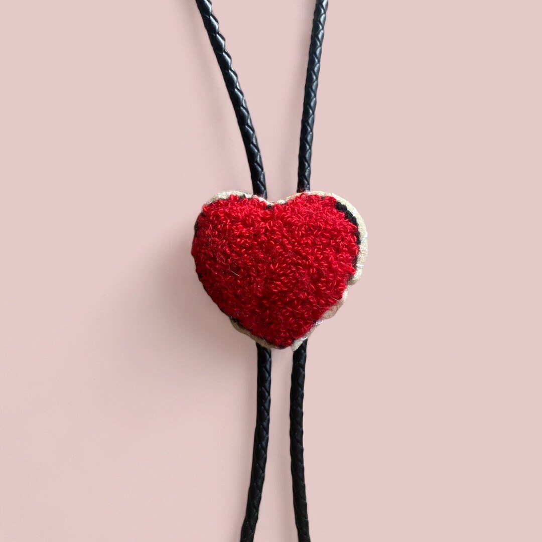 Yellow Smiley Face & Red Heart Modern Handmade Plush Bolo Tie Jewelry ...