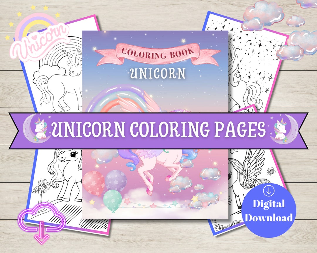 Cute Unicorns Digital Coloring Book for Girls Boys Teens - Etsy