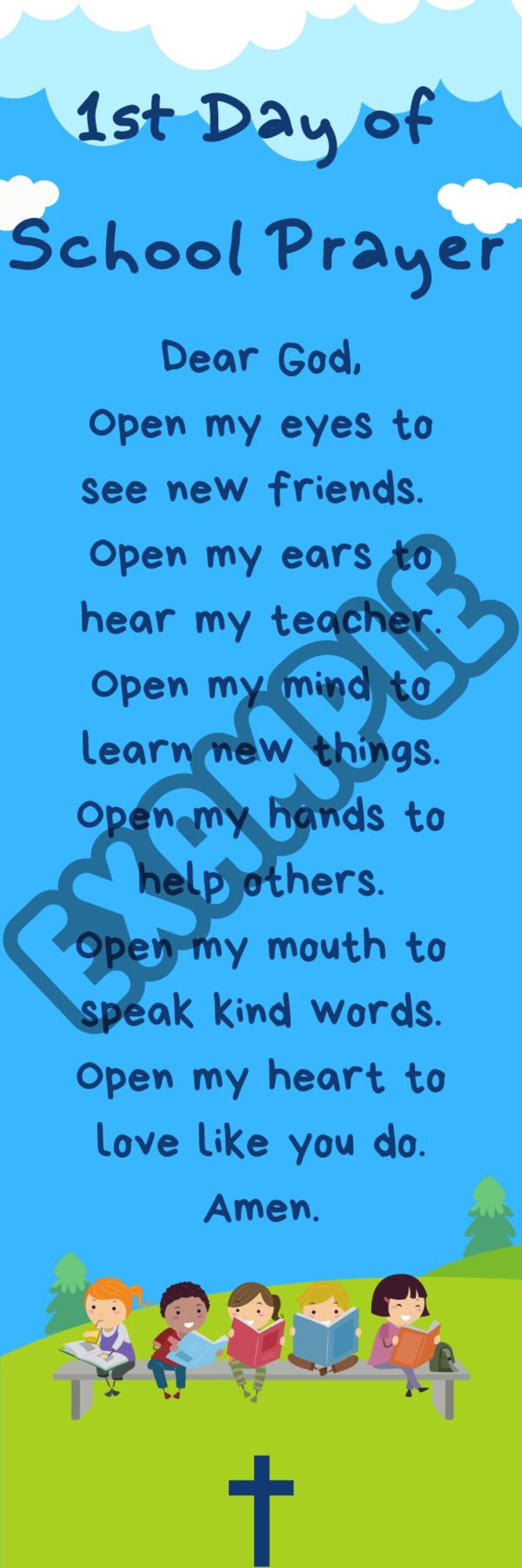 First Day of School Prayers, First Day of School Bookmarks, School ...