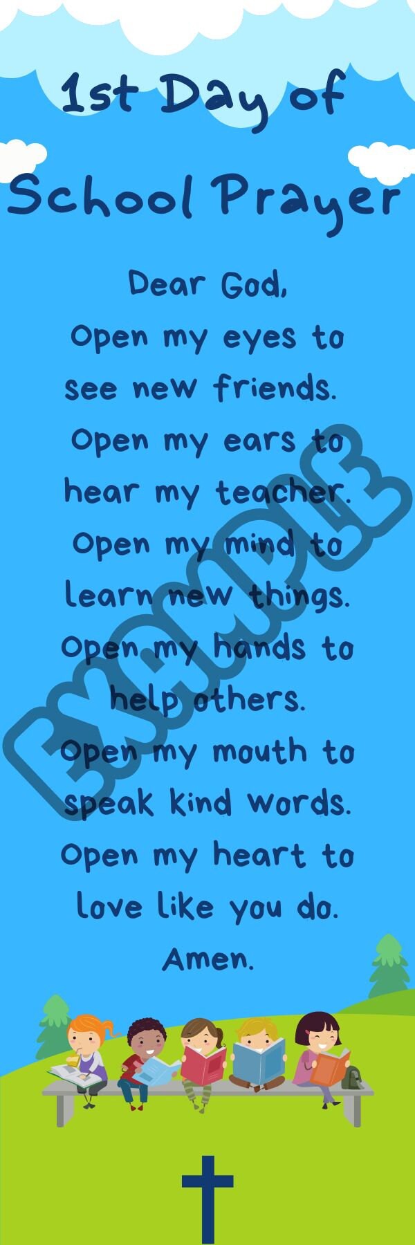 First Day of School Prayers, First Day of School Bookmarks, School ...