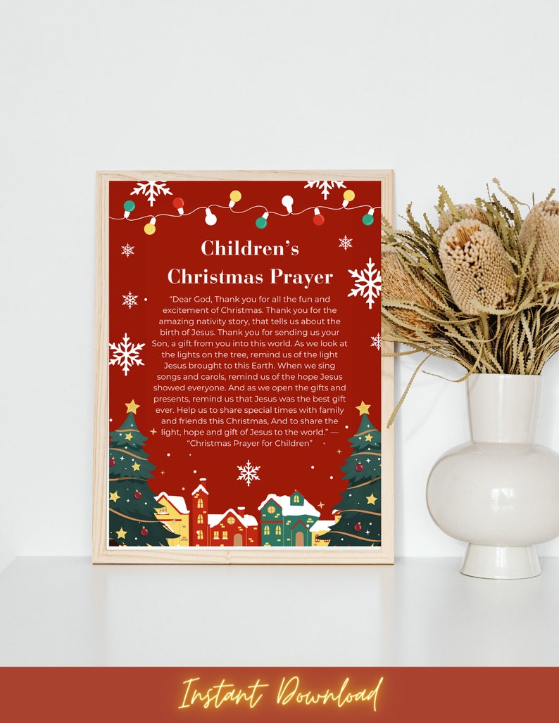 Children's Christmas Prayer. Children's Prayer. Digital Instant ...