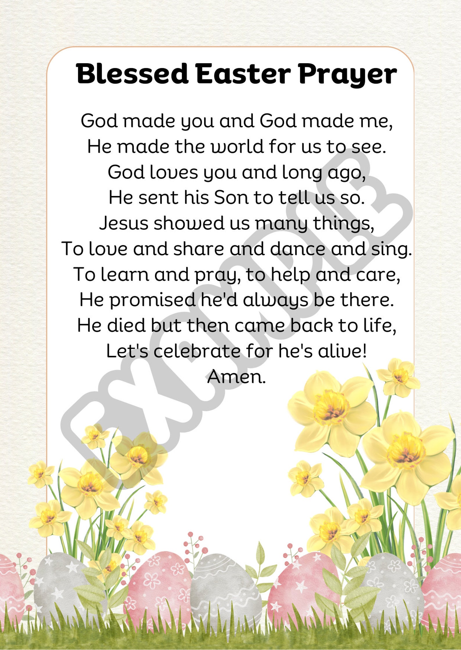 Children's Easter Prayer, Children's Easter Blessing - Etsy