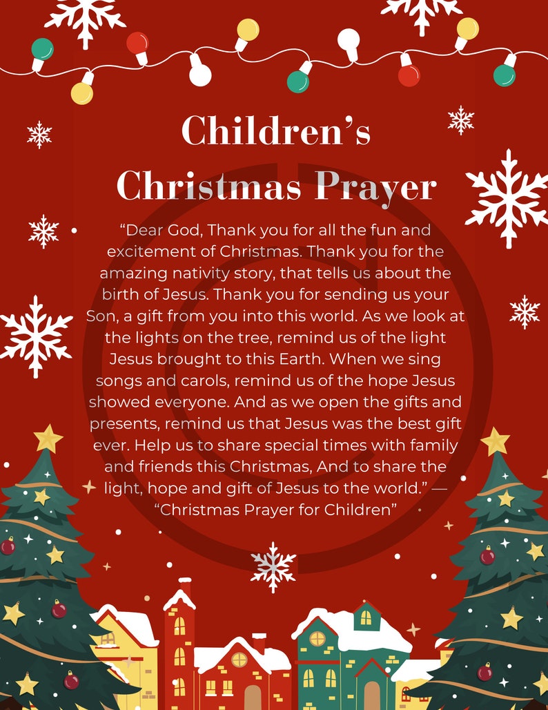 Children's Christmas Prayer. Children's Prayer. Digital Instant ...