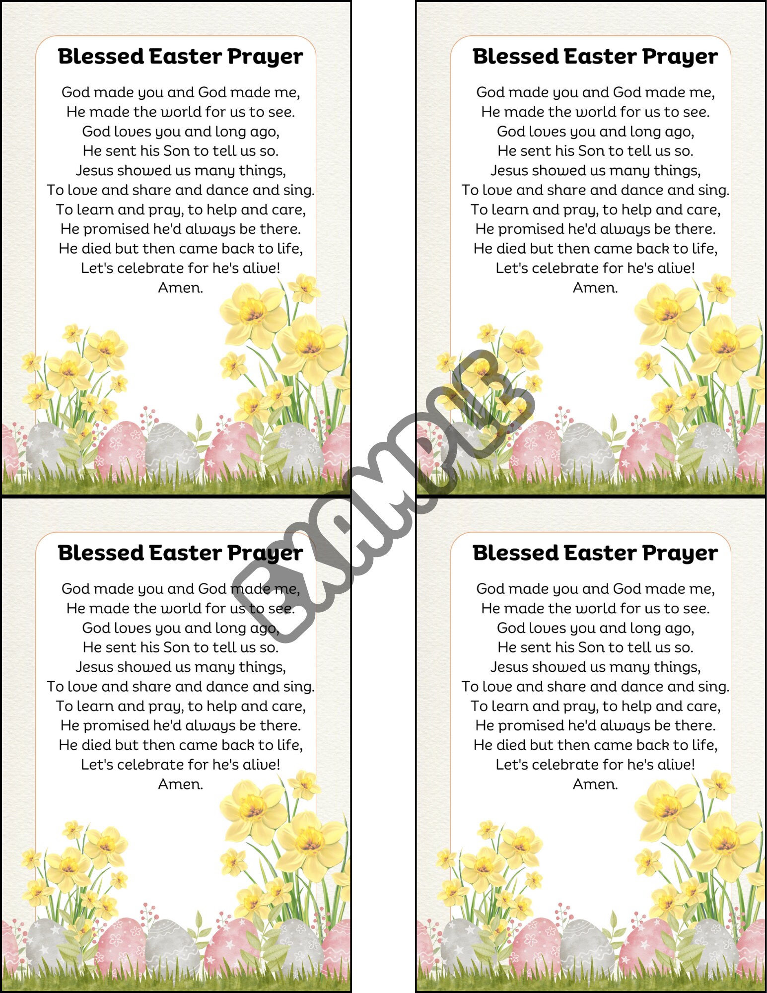 Children's Easter Prayer, Children's Easter Blessing - Etsy