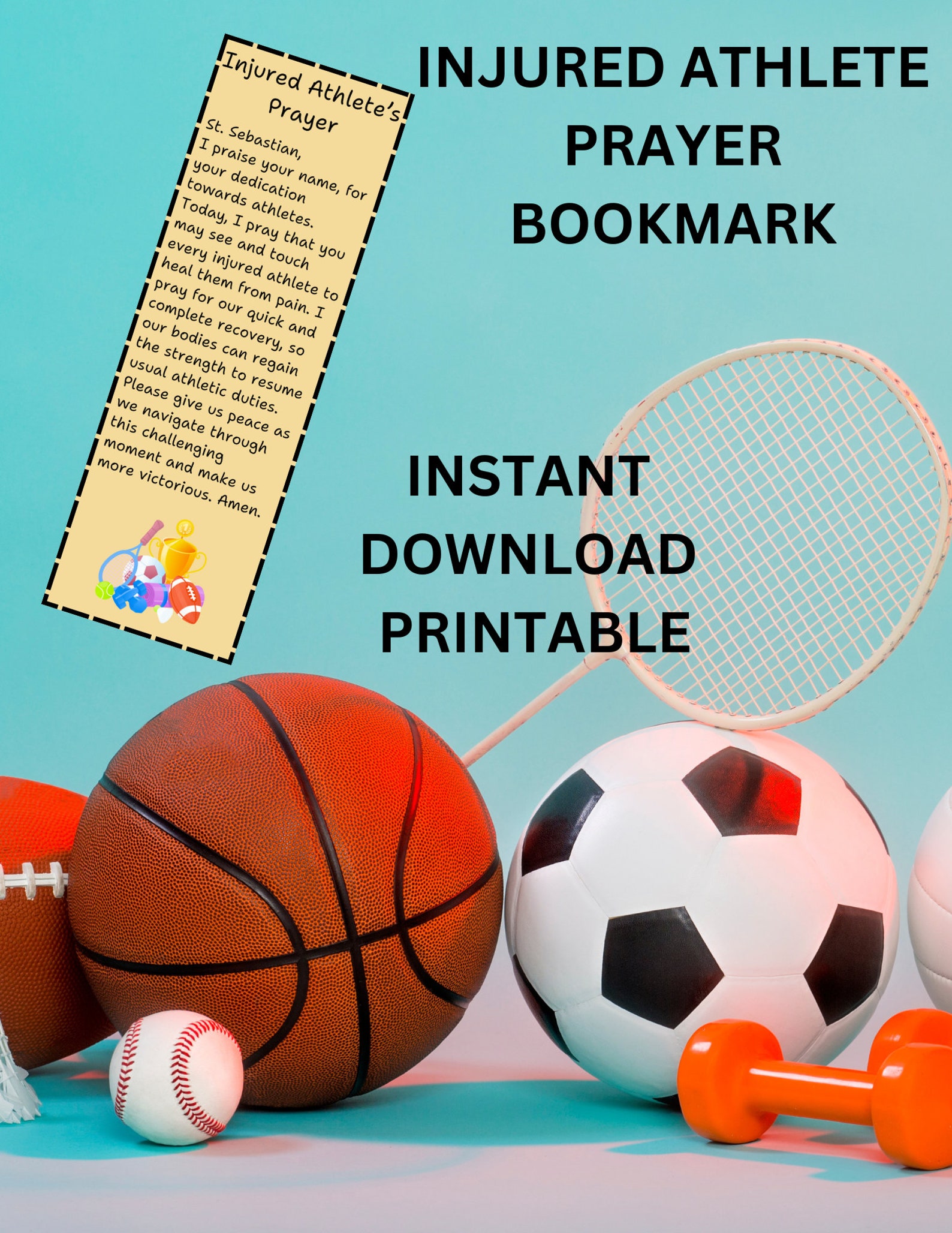 The Injured Athlete's Prayer Bookmark, Prayer for an Injured Athlete ...