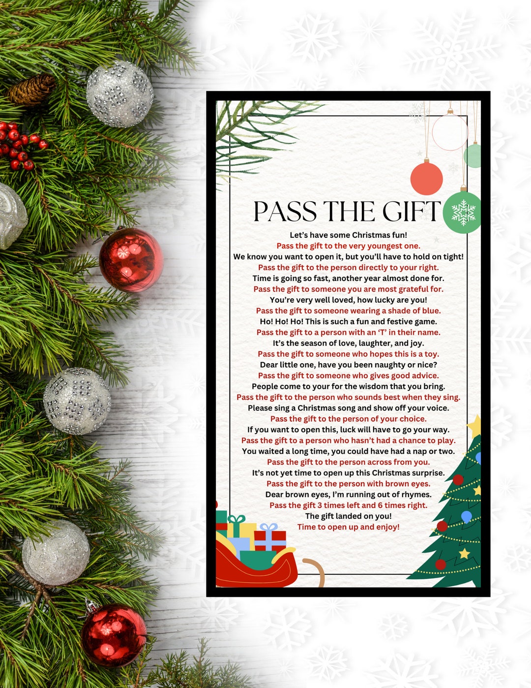 Pass the Gift Christmas Game - Etsy