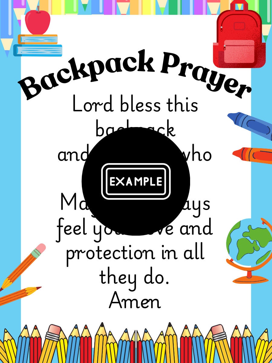Backpack Blessing or Prayer, Backpack Prayer Tag - Etsy