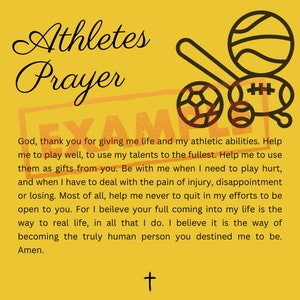 Athlete's Prayer, 4x4 Instant Download Athlete's Prayer, Sports Prayer ...