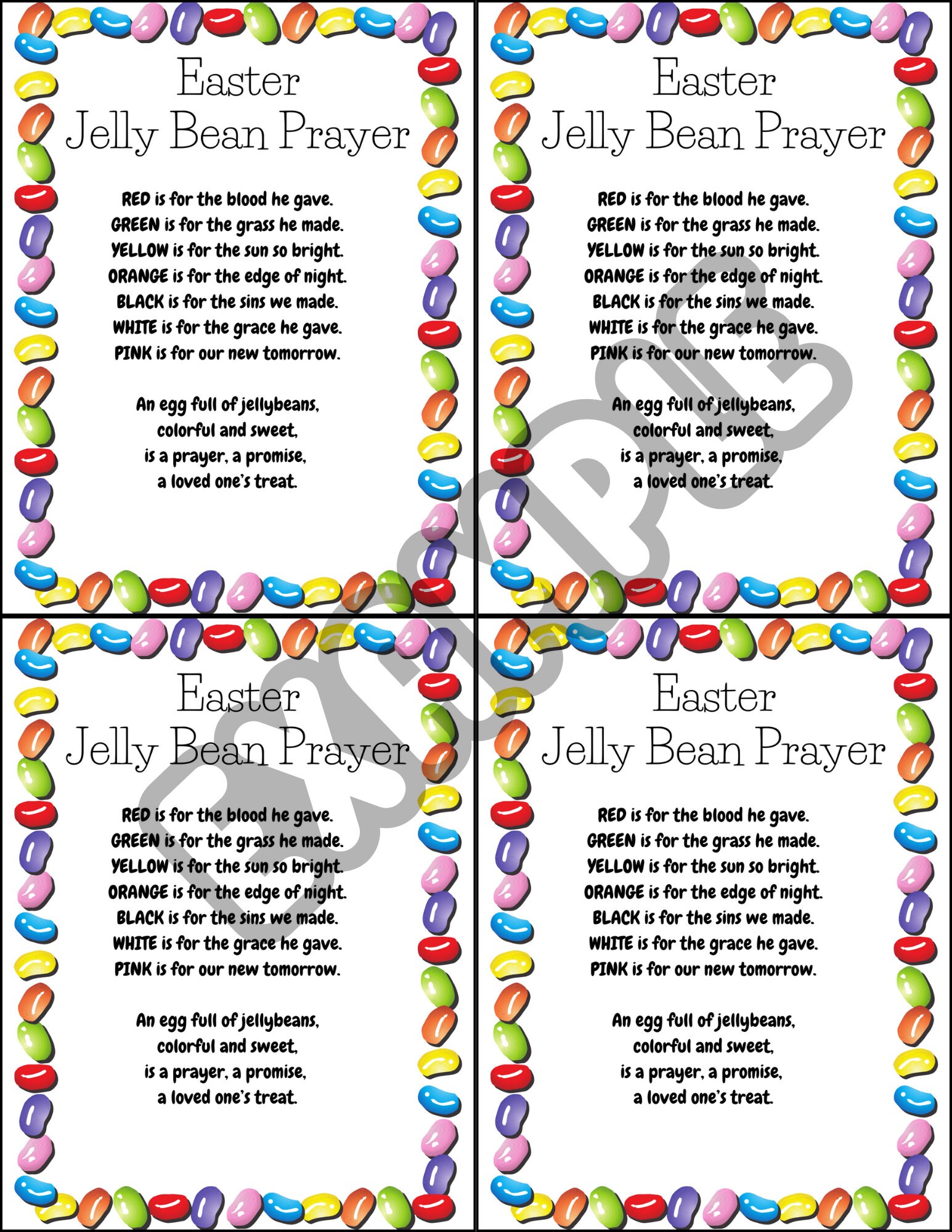 Jelly Bean Prayer, Easter Prayer, Children's Easter Prayer - Etsy