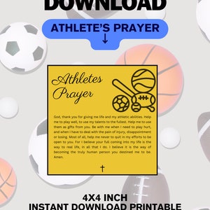 Athlete's Prayer, 4x4 Instant Download Athlete's Prayer, Sports Prayer ...