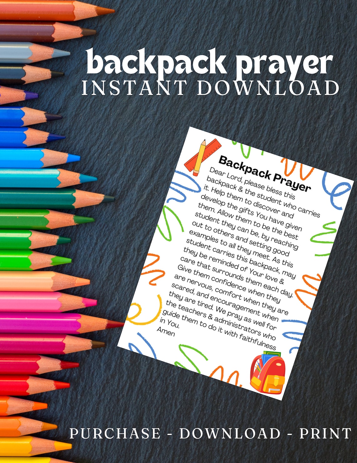 Backpack Blessing or Prayer, Backpack Prayer Tag - Etsy