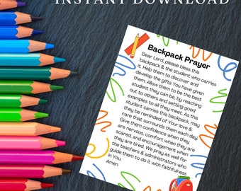 Backpack Blessing or Prayer, Backpack Prayer Tag - Etsy