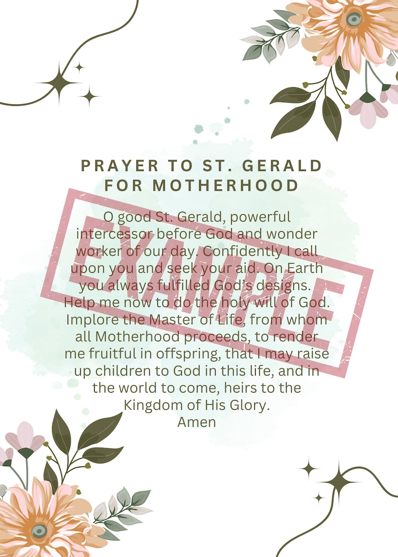 St. Gerald Prayer for Motherhood, Fertility Prayer, Infertility Prayer ...