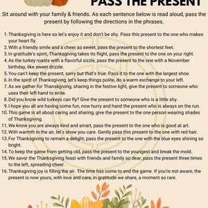 Thanksgiving Pass the Present Game - Etsy