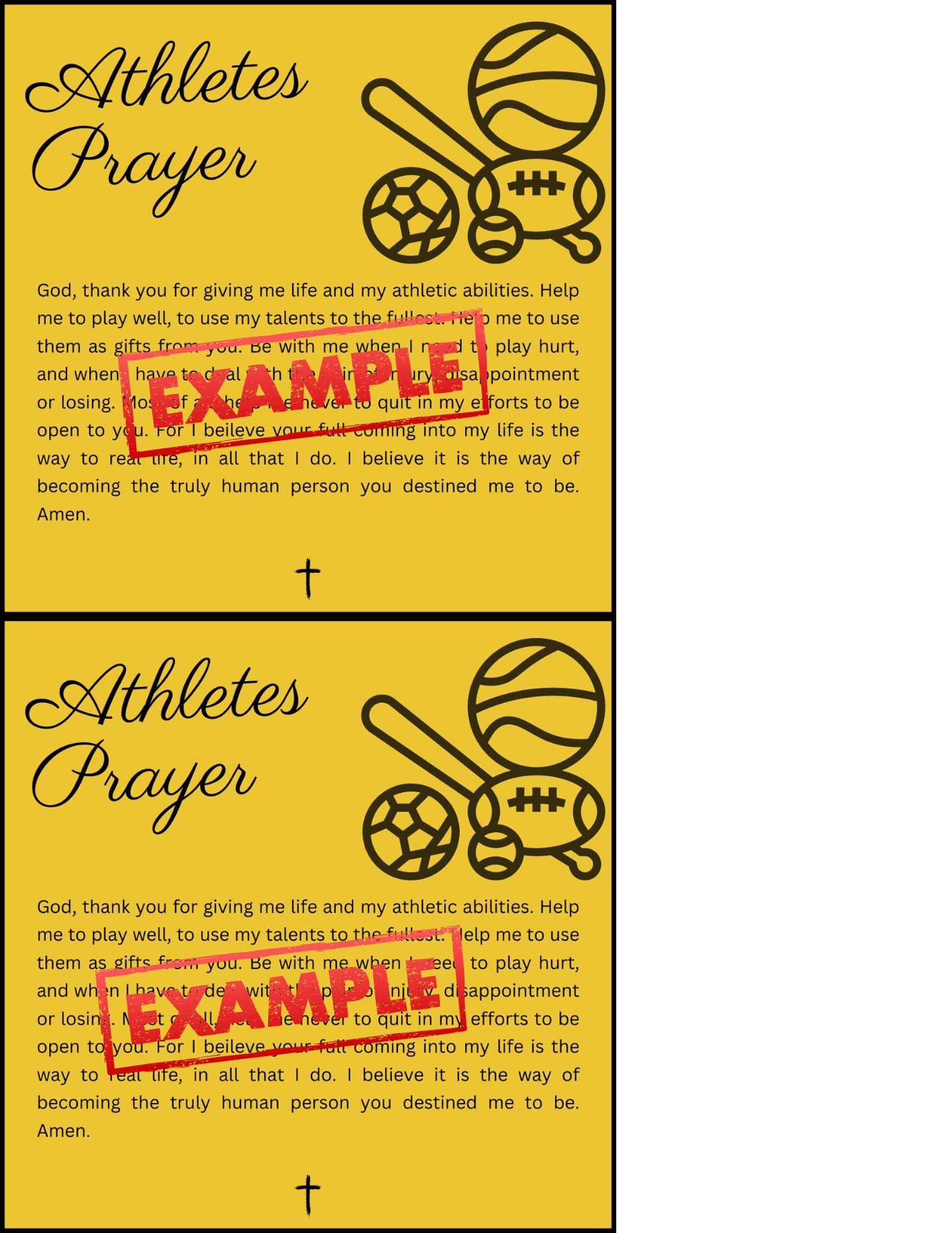 Athlete's Prayer, 4x4 Instant Download Athlete's Prayer, Sports Prayer ...