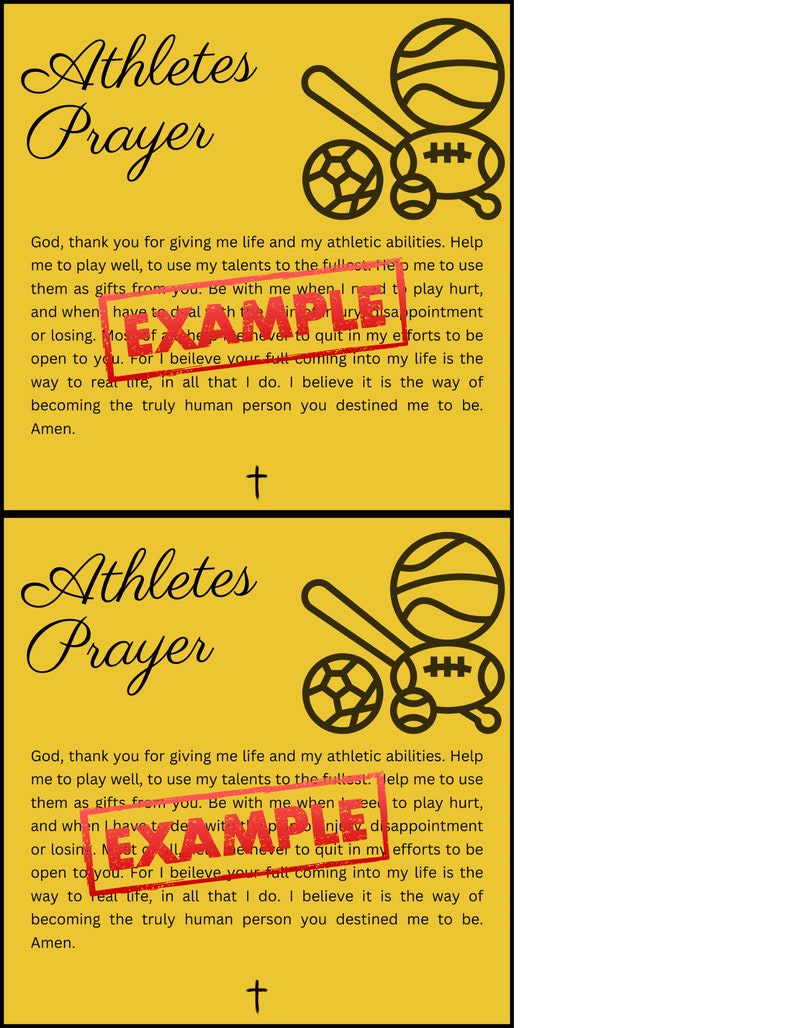 Athlete's Prayer, 4x4 Instant Download Athlete's Prayer, Sports Prayer ...