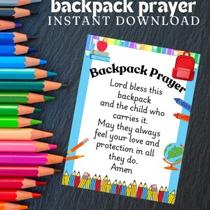 Backpack Blessing or Prayer, Backpack Prayer Tag - Etsy