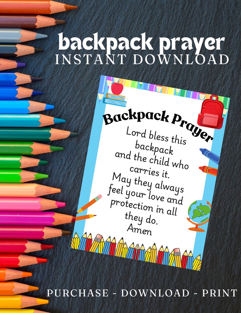 Backpack Blessing or Prayer, Backpack Prayer Tag - Etsy