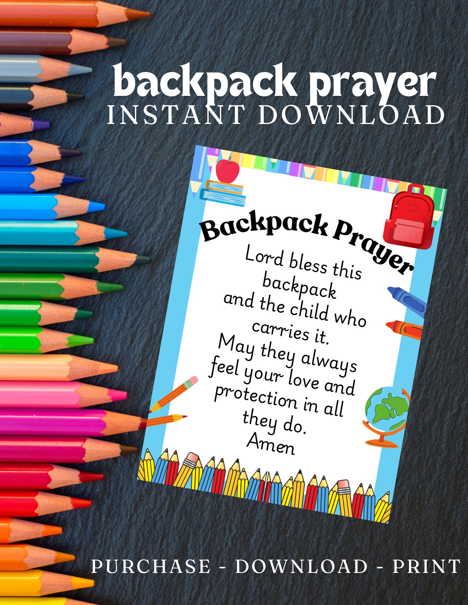 Backpack Blessing or Prayer, Backpack Prayer Tag - Etsy