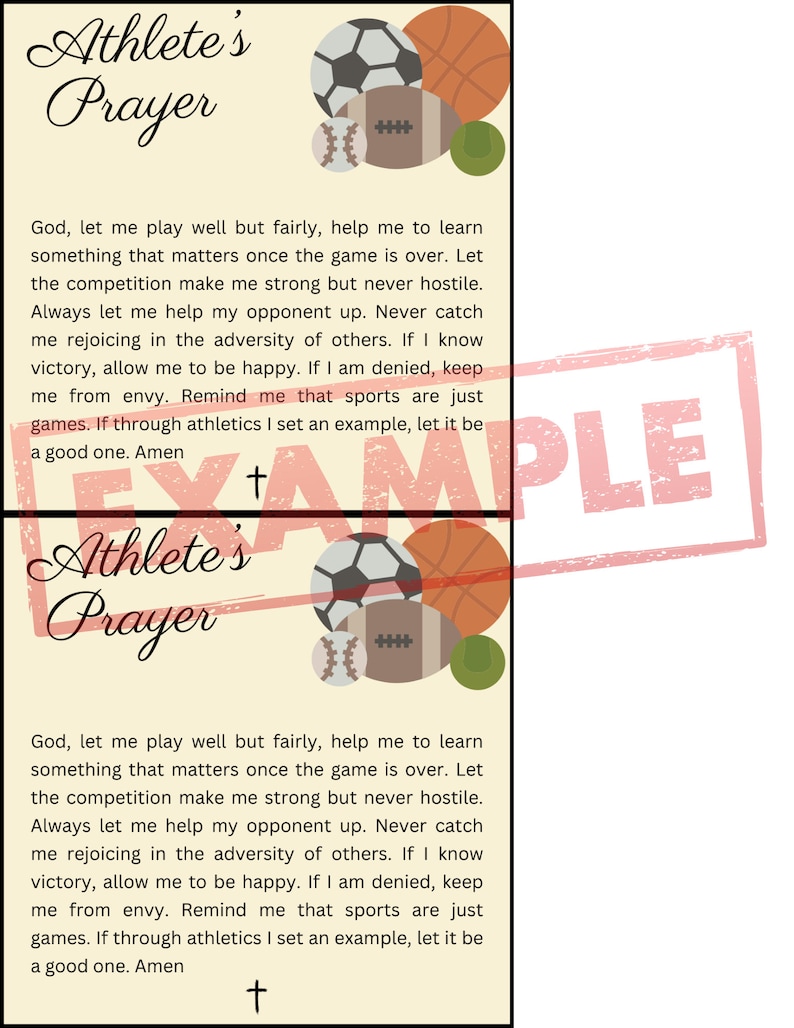 Athlete's Prayer, 4x4 Instant Download Athlete's Prayer, Sports Prayer ...