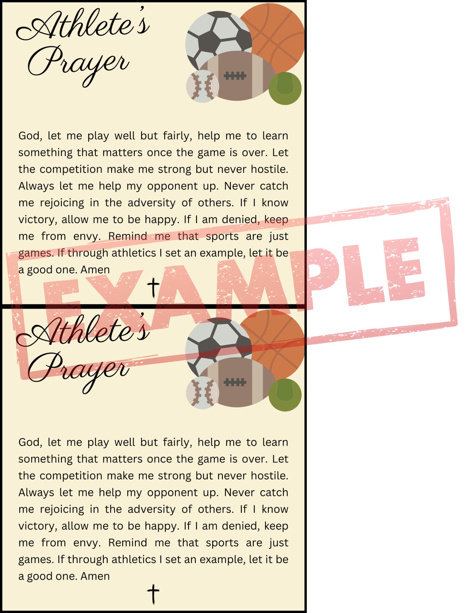 Athlete's Prayer, 4x4 Instant Download Athlete's Prayer, Sports Prayer ...