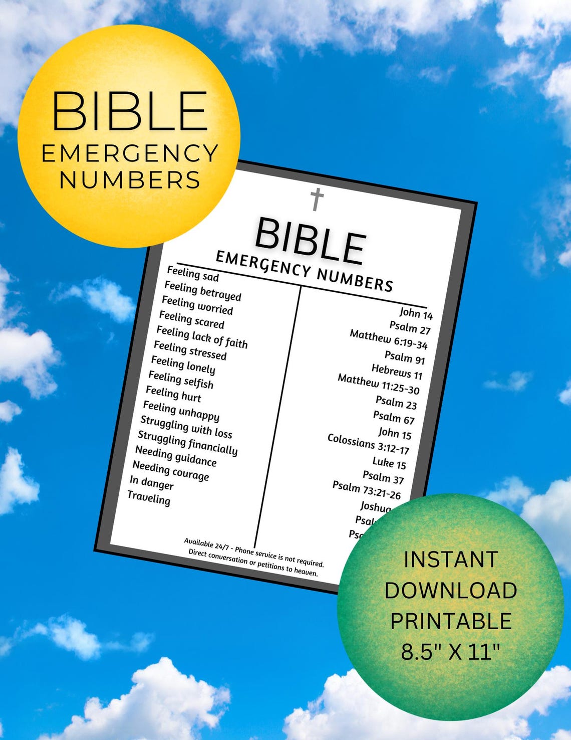 Bible Emergency Contact List, Bible Emergency Numbers, Scripture Verses ...
