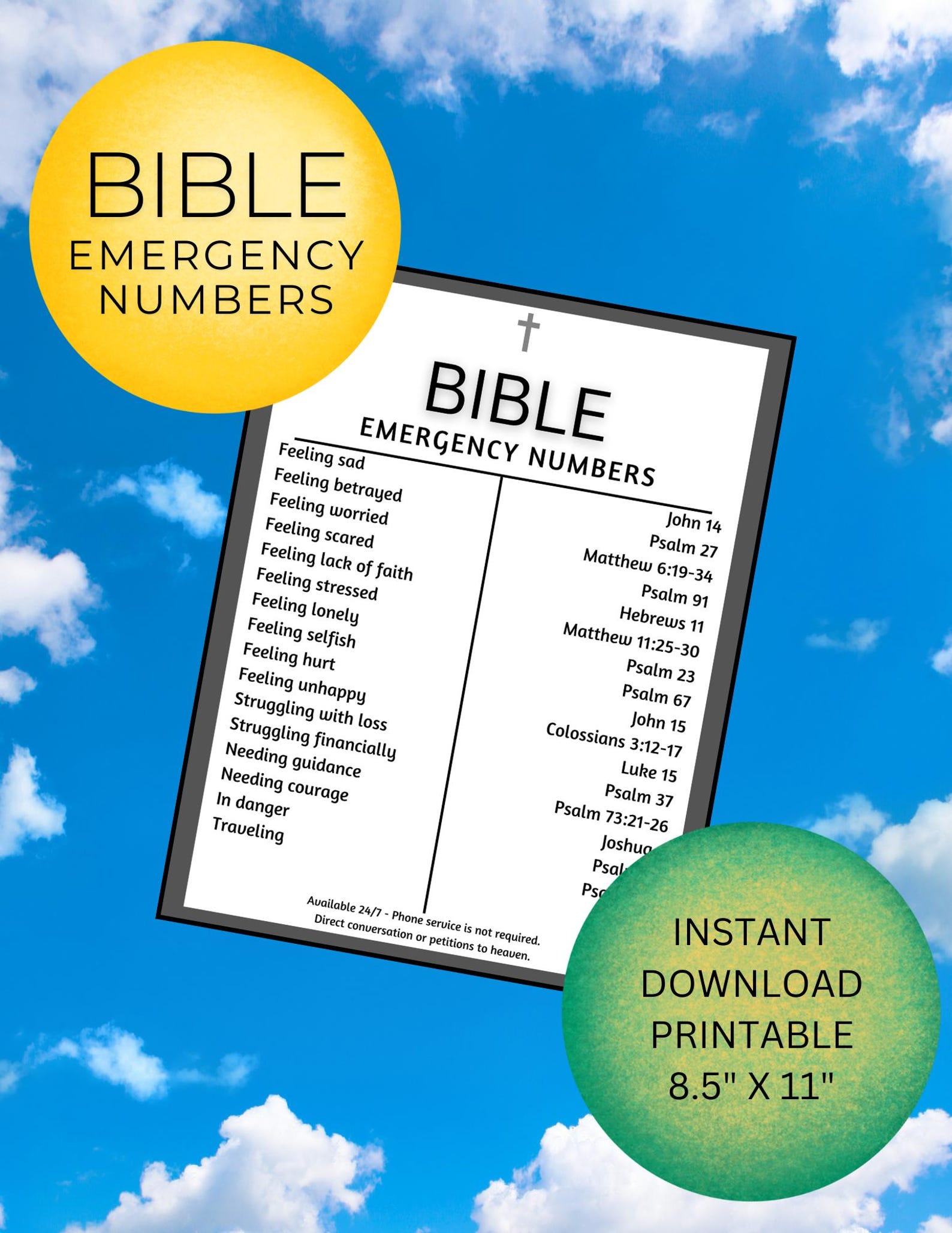Bible Emergency Contact List, Bible Emergency Numbers, Scripture Verses ...