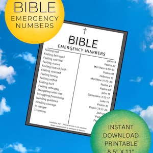 Bible Emergency Contact List, Bible Emergency Numbers, Scripture Verses ...