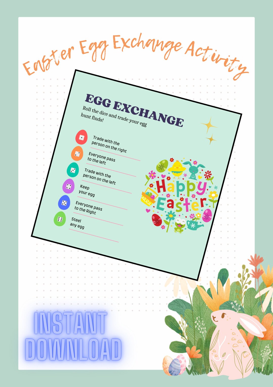 Easter Egg Exchange Game, Easter Activity, Easter Party Game, Egg ...