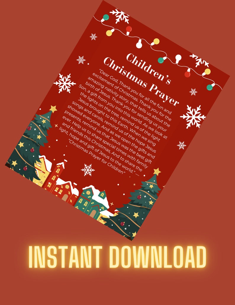 Children's Christmas Prayer. Children's Prayer. Digital Instant ...