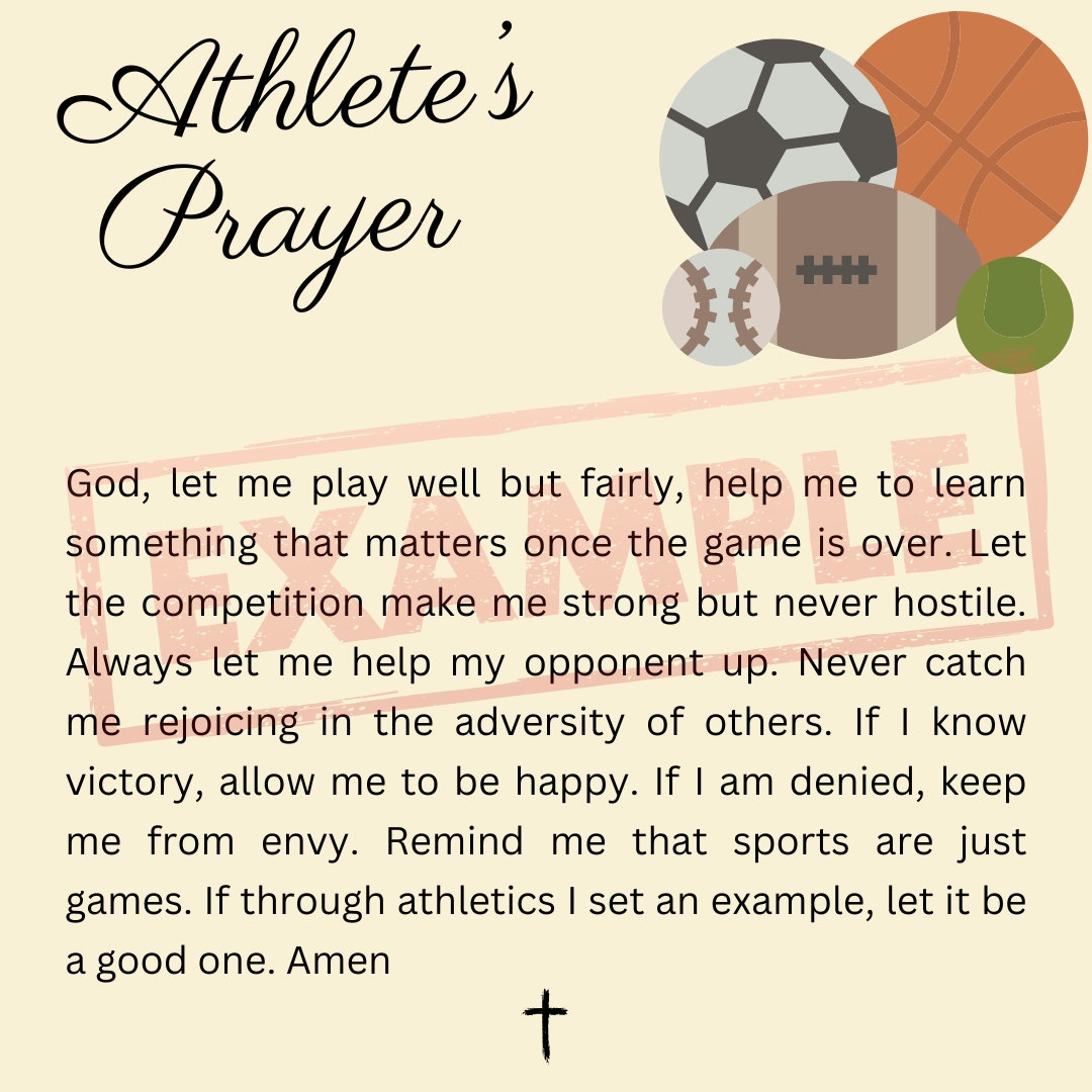 Athlete's Prayer, 4x4 Instant Download Athlete's Prayer, Sports Prayer ...