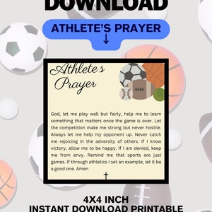 Athlete's Prayer, 4x4 Instant Download Athlete's Prayer, Sports Prayer ...