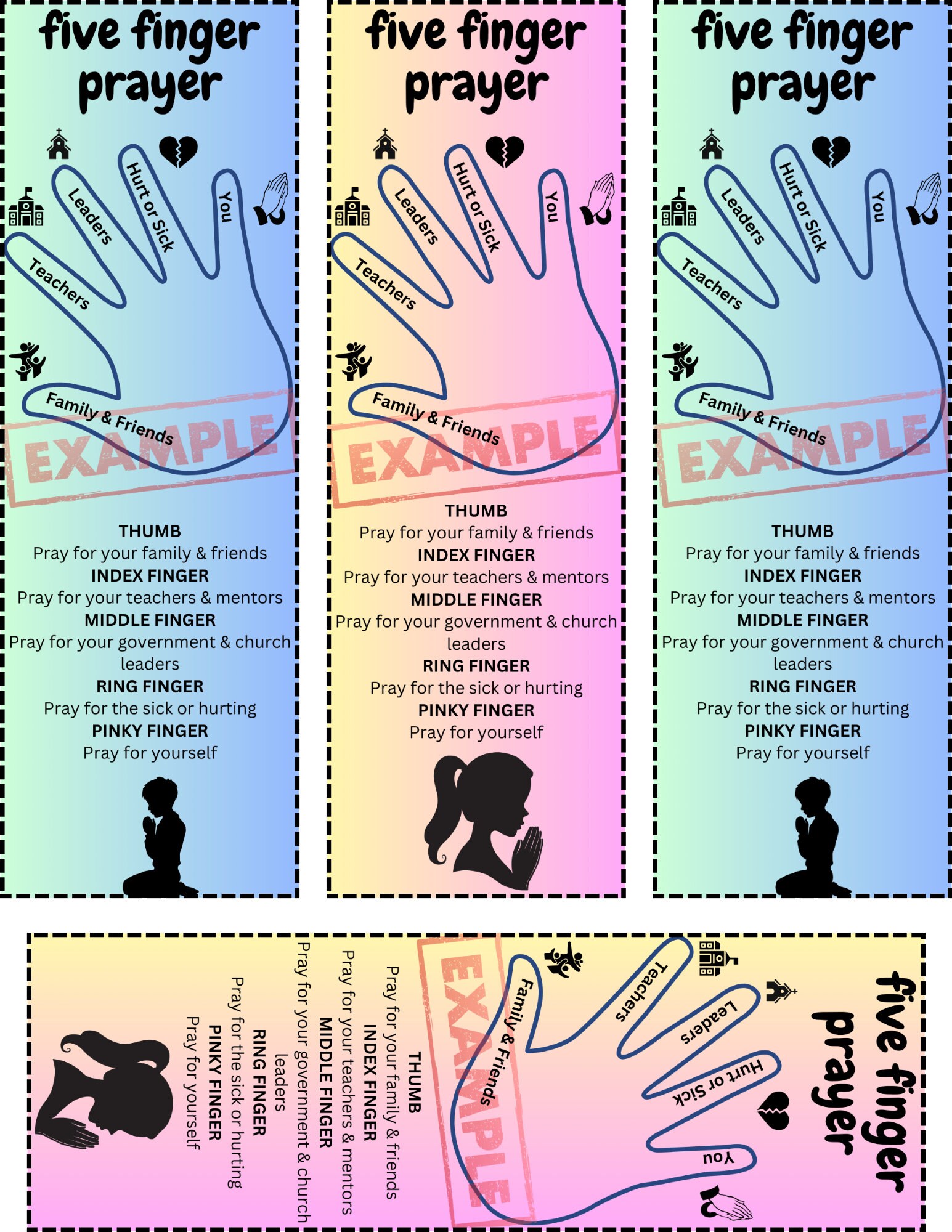 Five Finger Prayer Bookmark, Children's Prayer, Learn to Pray - Etsy