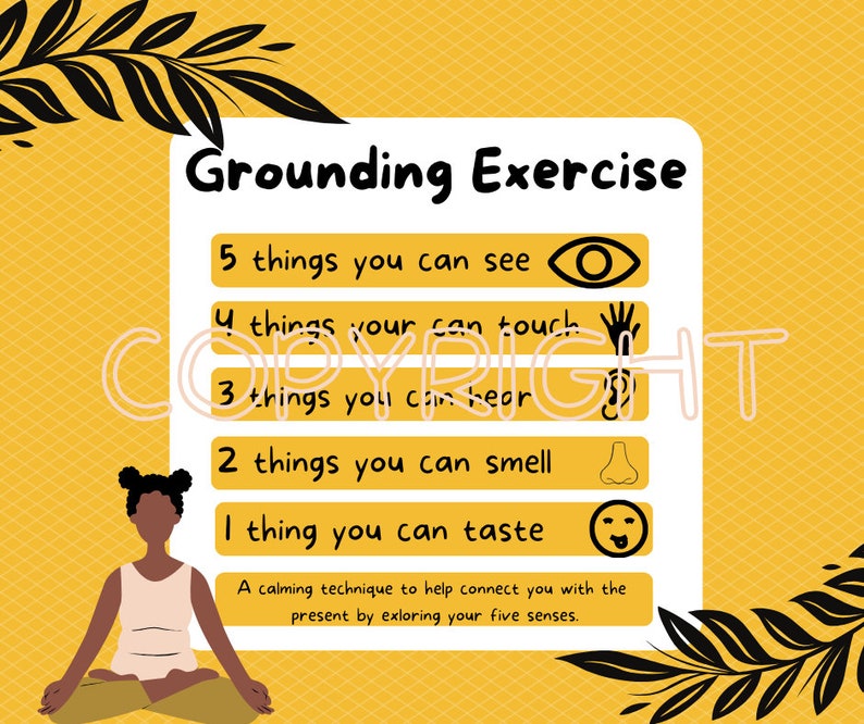 Grounding Technique Print - 54321 Exercise - Etsy