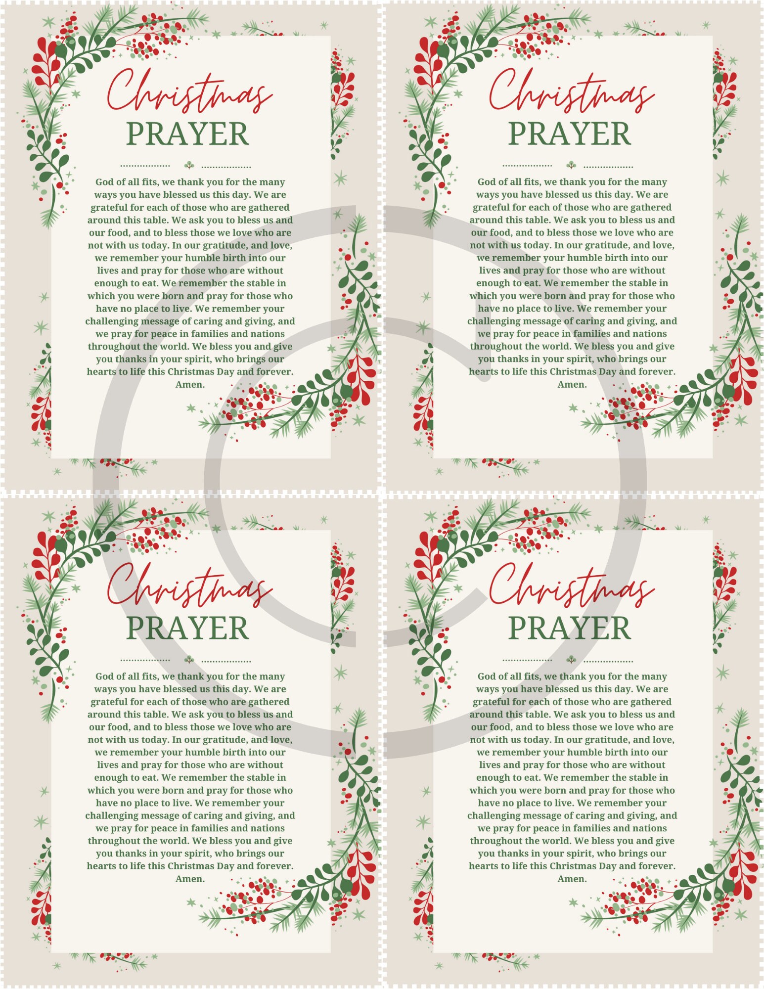 A Christmas Prayer Digital Download/printable - Etsy