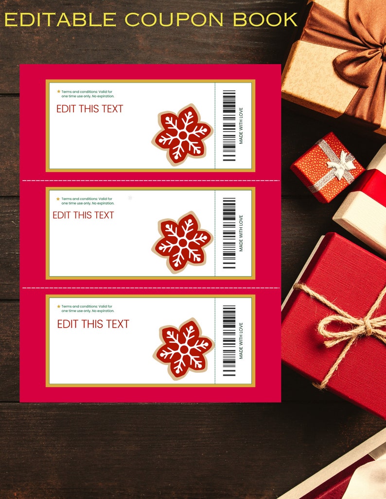Editable Christmas Coupon Book for Couples - Editable Template Coupon ...