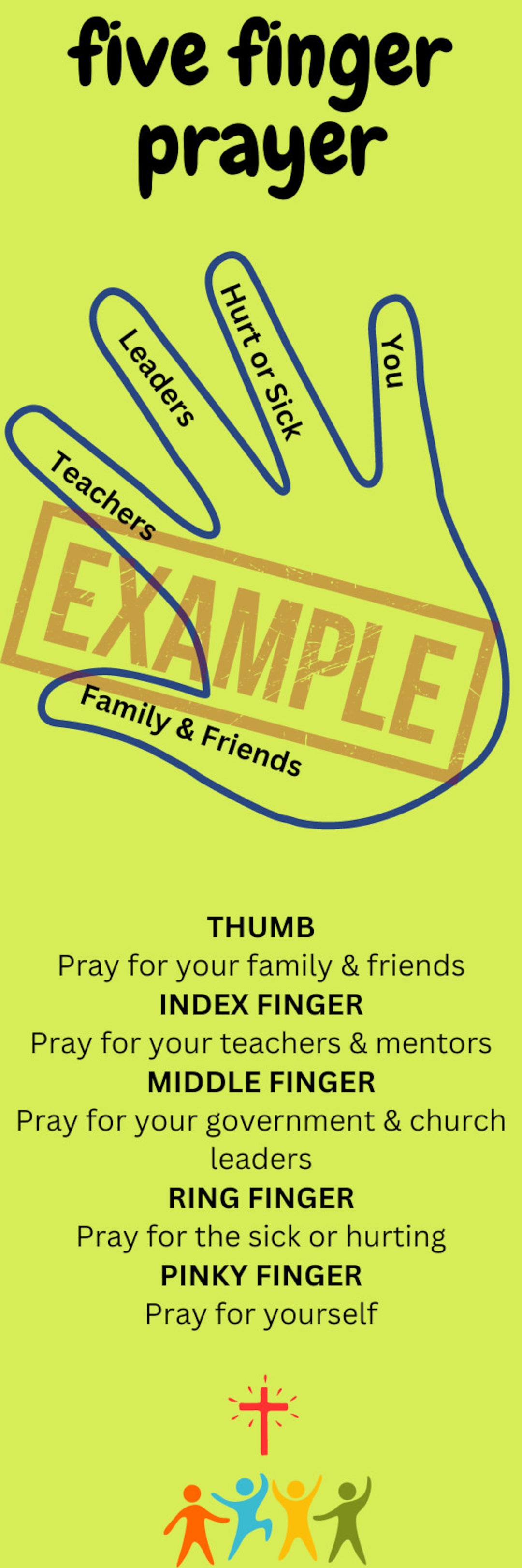 Five Finger Prayer Bookmark, Children's Prayer, Learn to Pray - Etsy