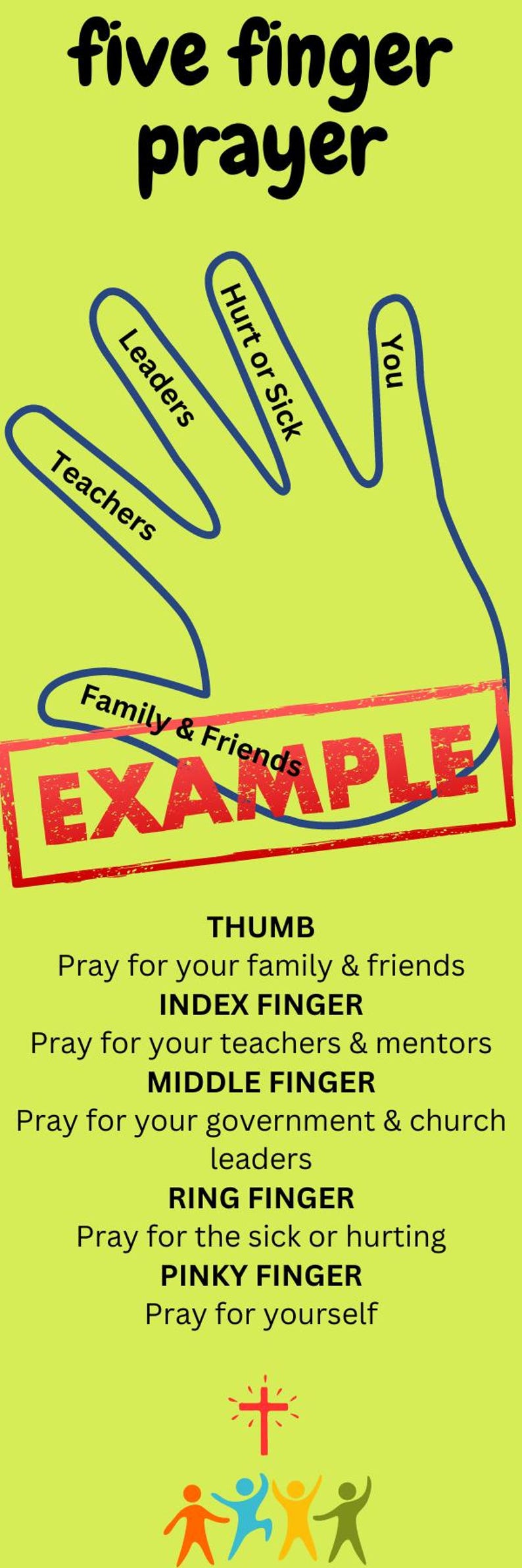 Five Finger Prayer Bookmark, Children's Prayer, Learn to Pray - Etsy