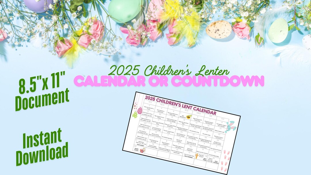 2025 Lenten Calendar, Children's Lenten Calendar, Lent Calendar, Lent ...