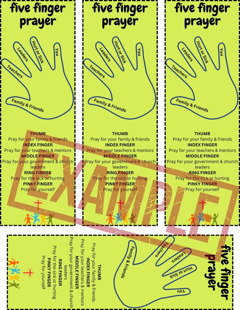 Five Finger Prayer Bookmark, Children's Prayer, Learn to Pray - Etsy