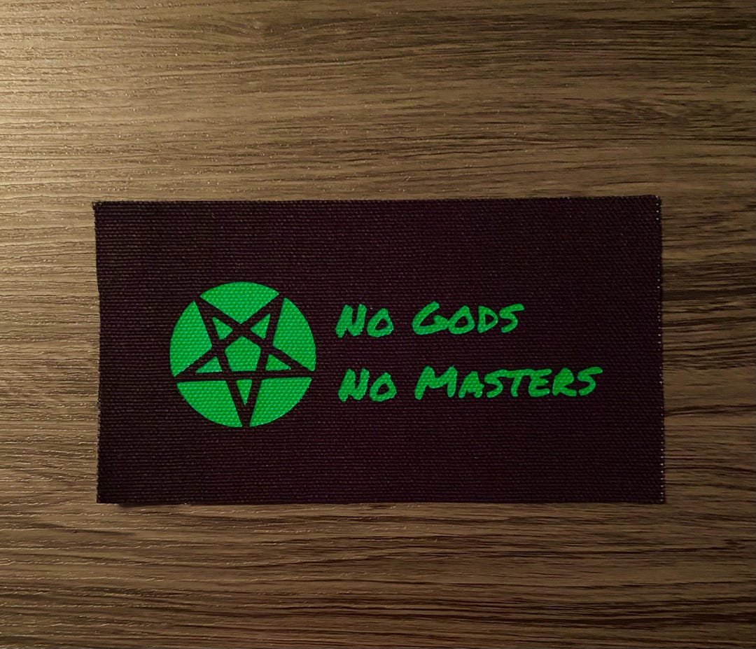 No Gods No Masters Patch Green on Black Sew on DIY Punk Heavy Metal ...
