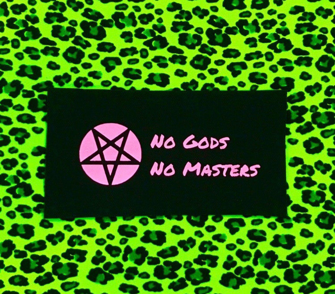No Gods No Masters Patch Pink on Black Sew on DIY Punk Heavy Metal Battle Jacket Vest Crust - Etsy