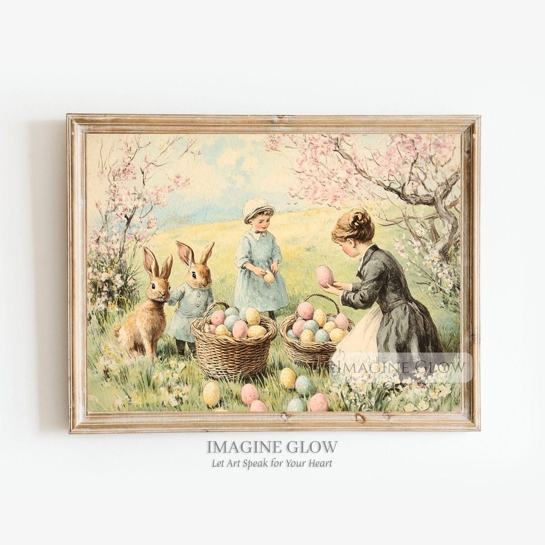 Easter Egg Hunt Classroom Art Print Easter Nursery Wall Art Children in ...