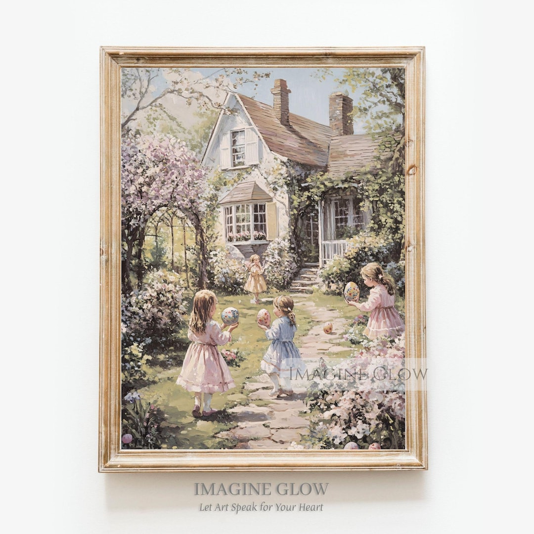 Easter Egg Hunt Art Print Classroom Easter Wall Art Vintage English ...