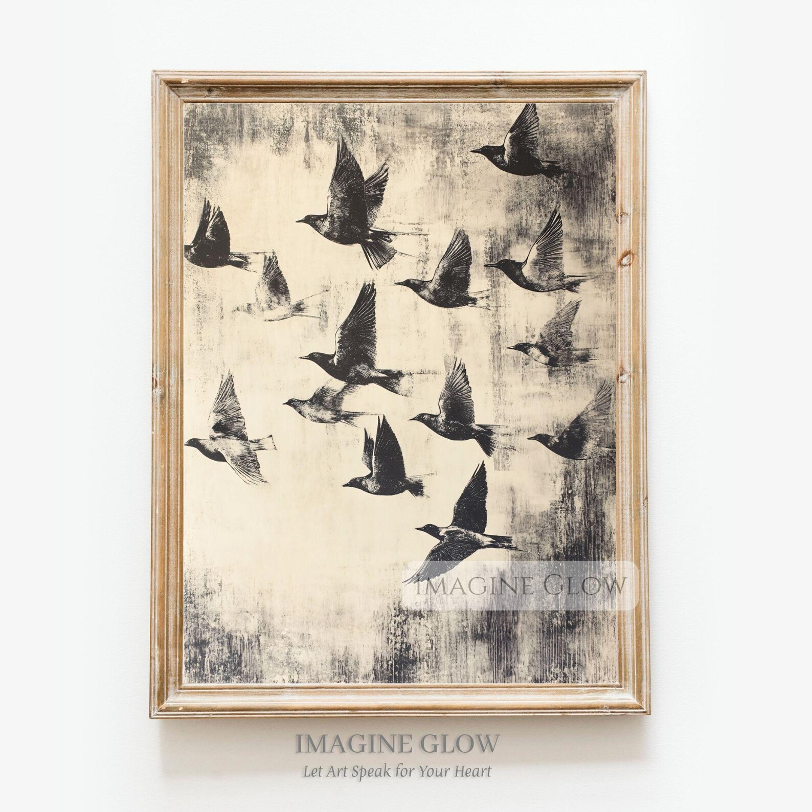 Flock of Birds Print Bird Migration Scene Elegant Minimalist Wall Art ...