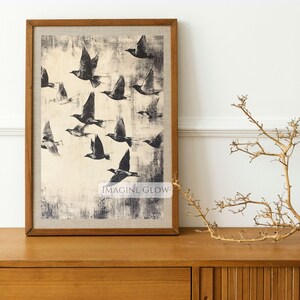 Flock of Birds Print Bird Migration Scene Elegant Minimalist Wall Art ...