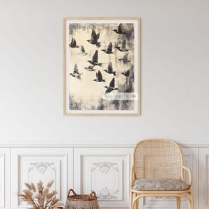 Flock of Birds Print Bird Migration Scene Elegant Minimalist Wall Art ...